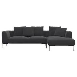 Ecksofa FLEXLUX "Sava Designsofa, bequem und komfortabel, L-Form" Sofas Gr. B/H/T: 329cm x 94cm x 166cm, Lederoptik, Recamiere rechts, grau (shark grey) Taschenferderkern-Sitz mit Kaltschaum, lose Rücken- & Dekokissen