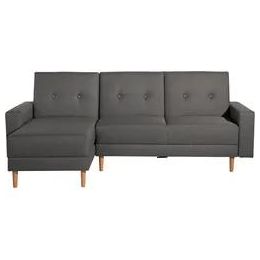 Ecksofa Max Winzer "Just Chill" Sofas Gr. B/H/T: 230cm x 93cm x 152cm, Strukturgewebe 16523, Recamiere beidseitig montierbar, grau (anthrazit) Schlafsofa mit Recamiere, Rückenverstellung, inklusive Stauraumhocker