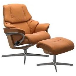 Relaxsessel stressless "Reno" Sessel Gr. Material Bezug, Material Gestell, Ausführung / Funktion, Maße B/H/T, braun (new caramel) mit Cross Base, Größe S, M & L, Holzakzent Eiche