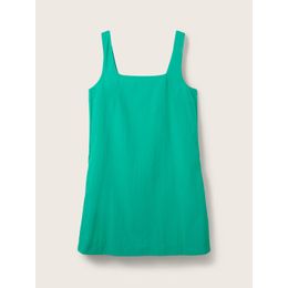 Tom Tailor Denim Damen Minikleid mit Karree-Ausschnitt, grün, Uni, Gr. XL