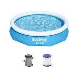 Bestway Fast Set Aufstellpool-Set, &Oslash; 305cm x 66cm, Schwimmbad blau/wei&szlig;, mit Filterpumpe