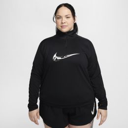 Nike Swoosh Dri-FIT Midlayer mit Viertelreißverschluss für Damen (große Größen) - Schwarz