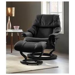 Relaxsessel stressless "Reno" Sessel Gr. Leder PALOMA, Classic Base Schwarz-M, Relaxfunktion-Drehfunktion-PlusTMSystem-Gleitsystem, B/H/T: 79cm x 98cm x 75cm, schwarz (black paloma) mit Hocker, Classic Base, Größe S, M & L, Gestell Schwarz