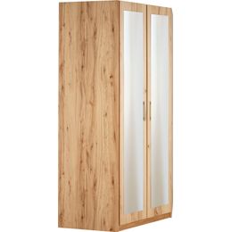 Eckkleiderschrank Priess "Husum" Schränke Gr. mit Spiegel, beige (astkernbuchefarben)