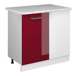 VICCO - Eckschrank R-Line, Bordeaux Hochglanz, 86 cm , ap Marmor