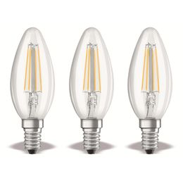 Osram LED-Lampe BASE CLASSIC, B40, E14, EEK: E, 4 W, 470 lm, 4000 K, 3 St&uuml;ck