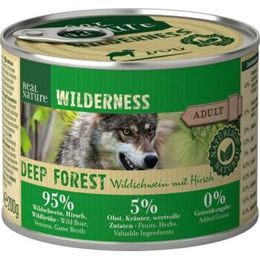 REAL NATURE WILDERNESS Nassfutter für Hunde Adult Deep Forest Wildschwein mit Hirsch 12x200 g