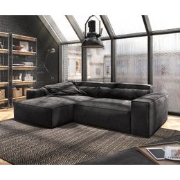 DeLife Ecksofa Sirpio XL 270x170 cm Mikrofaser Schwarz Recamiere variabel mit Hocker, Ecksofas