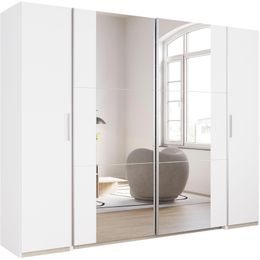 Schwebetürenschrank Rauch "Kleiderschrank Drehtürenschrank Schrank Garderobe KRONACH TOPSELLER" Schränke Gr. B/H/T: 268 cm x 210 cm x 59 cm, 4 St., weiß mit Dreh- und Schwebetüren Spiegel, viele Böden MADE IN GERMANY