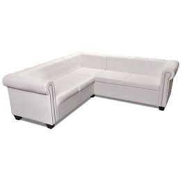 Chesterfield-Ecksofa 5-Sitzer Kunstleder Weiß vidaXL