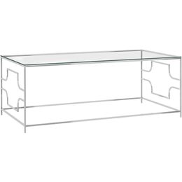 vidaXL - Couchtisch Silbern 120x60x45 cm Edelstahl und Glas