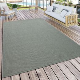 Outdoor Teppich Für Terrasse Und Balkon Küchenteppich Einfarbig Modern Grün 80x200 cm - Paco Home