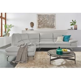Ecksofa Calia italia "Dave, italienisches Designsofa L-Form, erstklassiger Sitzkomfort", grau, B:297cm H:87cm T:97cm, Leder BULL - 100% Leder;Leder SORRRENTO - 100% Leder, Sofas, Ecksofa, Ottomane wahlweise links oder rechts, in zwei tollen Lederqualit&auml;ten
