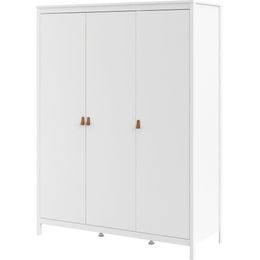 Kleiderschrank Home Affaire "Madrid, Drehtürenschrank, Aufbewahrung Kasten Schrank Stauraum", weiß, B:149,8cm H:199cm T:58,4cm, Spanplatte, Schränke, 3türiger Schrank mit 5 Einlegeböden und Kleiderstange, Breite 150 cm