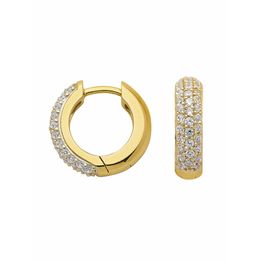 Adelia´s Paar Creolen ADELIA´S "333 Gold Ohrringe mit Zirkonia Ø 13,9 mm" Gr. Damen, Gelbgold 333, goldfarben (gold) Damen mit Zirkonia Goldschmuck für