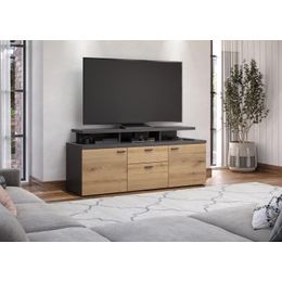 TV-Board Inosign "Messina" Sideboards Gr. B/H/T: 151 cm x 66 cm x 47 cm, 1, grau (grau matt und eichefarben) Lowboard mit TV-Aufsatz - Für Fernseher bis zu 60 Zoll