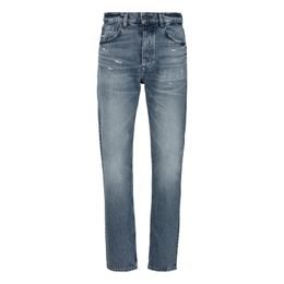 Straight-Jeans BOSS Orange "TROY BO-BF" Gr. 34, Länge 34, grau (medium grey033) Herren Jeans mit BOSS Leder-Badge