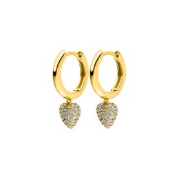 Paul Valentine Pure Heart Charm Hoops 14K Gold Plated