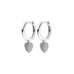 Paul Valentine Pure Heart Charm Hoops Silver