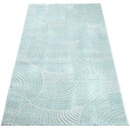 Teppich Carpet City "Friseé-Teppich FANCY 647" Teppiche Gr. B/L: 200 cm x 290 cm, 12 mm, 1 St., grün (mint) Kurzflor,3D-Optik,Kreisförmiges Muster, Wohnzimmer,Schlafzimmer