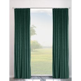 Vorhang my home "Velvet uni" Gardinen Gr. 225 cm, Multifunktionsband, 140 cm, grün (dunkelgrün) Badezimmergardinen Samt, 2-er Set, Vorhang, edel, einfarbig