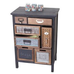 Mendler Apotheker-Schrank HWC-A43, Kommode, Tanne Holz massiv Vintage Patchwork 78x55x35cm ~ Variantenangebo 57068