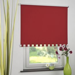 Bella Casa Seitenzugrollo Kettenzugrollo Volantrollo Rollo Eckig Verdunklung 142 x 180 cm rot für Fenster