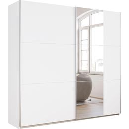 Schwebetürenschrank Rauch "Kleiderschrank Drehtürenschrank Schrank Garderobe KRONACH TOPSELLER" Schränke Gr. B/H/T: 218 cm x 210 cm x 59 cm, 2 St., weiß mit Spiegel und viel Stauraum, Metallgriffleisten, MADE IN GERMANY