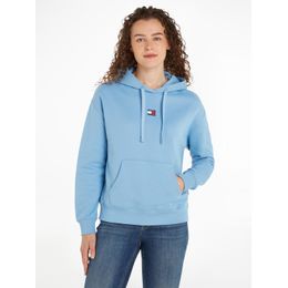 Kapuzensweatshirt Tommy Jeans "TJW BXY BADGE HOODIE" Gr. L (40), blau (westside blue) Damen Sweatshirts mit Logostickerei