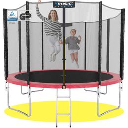 KINETIC SPORTS Trampolin Outdoor SALTO - Kindertrampolin Gartentrampolin Set mit Leiter, Netz, Randpolster, USA Sprungtuch Pink ø 310 cm