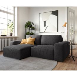 DeLife Ecksofa Lanzo L 260x160 cm Mikrofaser Schwarz Recamiere variabel