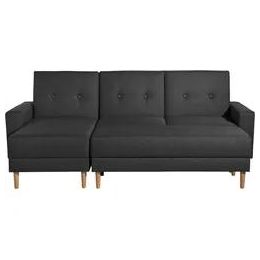 Ecksofa Max Winzer "Just Chill kubisches Schlafsofa im skandinavischen Stil, bequem" Sofas Gr. B/H/T: 230cm x 93cm x 152cm, Strukturgewebe 16523, Recamiere beidseitig montierbar, ohne Hocker, schwarz Recamiere links oder rechts montierbar, mit Rückenverstellung