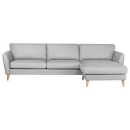 Ecksofa Home Affaire "Meersburg, L-Form" Sofas Gr. Webstoff, Recamiere rechts, grau (hellgrau) mit Holzfüßen