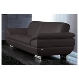 3-Sitzer Calia italia "Glamour, italienisches Designsofa mit sensationellem Sitzkomfort" Sofas Gr. B/H/T: 226 cm x 79 cm x 94 cm, Leder SORRENTO, braun für entspannende Momente, toller Designfuß