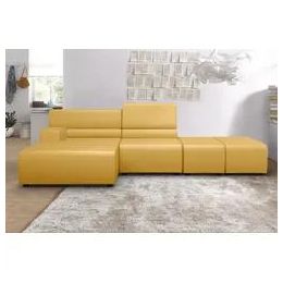 Ecksofa Egoitaliano "Babouche, Designsofa mit außergewöhnlichem Sitzkomfort zum Wohlfühlen" Sofas Gr. B/T: 384cm x 98cm, Leder BULL, Recamiere links, gelb