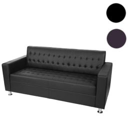 Mendler 3er Sofa Kunda, Couch Loungesofa, Kunstleder, Metall-Füße 180cm ~ Variantenangebot 51649+51650+51651