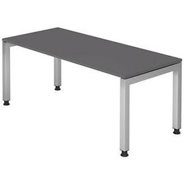 Hammerbacher JS19 höhenverstellbarer Schreibtisch grafit rechteckig, 4-Fuß-Gestell silber 180,0 x 80,0 cm