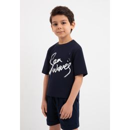 Gulliver M&auml;dchen T-Shirt, blau, Gr. 128, bedruckt, 95% Baumwolle, 5% Elasthan, Shirts, mit coolen Schriftprints