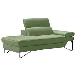 Ottomane Egoitaliano "Princess, elegantes Designsofa mit erstklassigem Sitzkomfort" Sofas Gr. B/H/T: 177cm x 95cm x 108cm, Leder CAREZZA, Armlehne rechts, grün (sprite) inkl. verstellbarem Kopfteil und edle Designmetallfüße