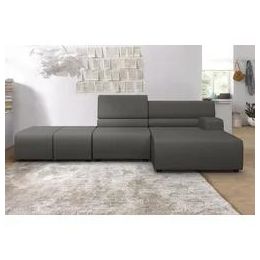 Ecksofa Egoitaliano "Babouche, Designsofa mit außergewöhnlichem Sitzkomfort zum Wohlfühlen" Sofas Gr. B/H/T: 384cm x 80cm x 98cm, Luxus-Microfaser Lederoptik, Recamiere rechts, grau (smoke)