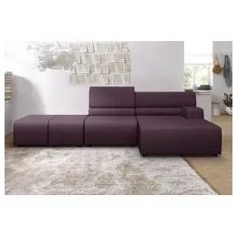 Ecksofa Egoitaliano "Babouche, Designsofa mit außergewöhnlichem Sitzkomfort zum Wohlfühlen" Sofas Gr. B/T: 384cm x 98cm, Luxus-Microfaser BLUSH, Recamiere rechts, lila (plum)