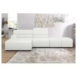 Ecksofa Egoitaliano "Babouche, Designsofa mit außergewöhnlichem Sitzkomfort zum Wohlfühlen" Sofas Gr. B/T: 384cm x 98cm, Leder BULL, Recamiere links, weiß