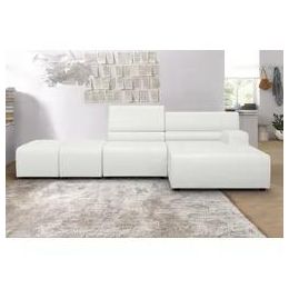 Ecksofa Egoitaliano "Babouche, Designsofa mit außergewöhnlichem Sitzkomfort zum Wohlfühlen" Sofas Gr. B/T: 384cm x 98cm, Leder BULL, Recamiere rechts, weiß