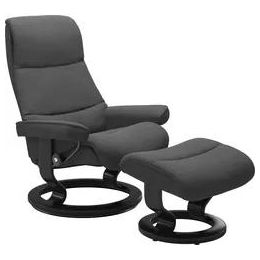 Relaxsessel stressless "View" Sessel Gr. ROHLEDER Stoff Q2 FARON, Cross Base Schwarz, Relaxfunktion-Drehfunktion-PlusTMSystem-Gleitsystem, B/H/T: 82cm x 108cm x 81cm, grau (dunkelgrau q2 faron) mit Classic Base, Größe M,Gestell Schwarz