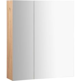 Spiegelschrank Andas "Lund Badschrank Schrank Bad WC Spiegel ohne LED" Schränke Gr. B/H/T: 60 cm x 70 cm x 16 cm, 2 St., silberfarben (eiche, silber) Badezimmerspiegelschrank Spiegel Badspiegel mit 2 Türen Breite 60cm