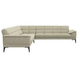 Ecksofa FLEXLUX "Viale L-Form, mit attraktiver und aktueller Rückensteppung" Sofas Gr. B/H/T: 284cm x 241cm x 74cm, Chenille, Schenkel rechts, beige (sandy beige) Ecksofa Sitzaufbau mit hochwertigem Kaltschaum für mehr Sitzkomfort