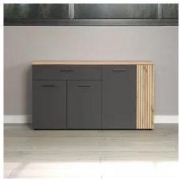 Sideboard Inosign "Estepona" Sideboards Gr. B/H/T: 150cm x 83cm x 42cm,, schwarz (anthrazit mit eiche) Kommode, Akustikpaneel-Look; Breite 150 cm