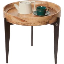 Beistelltisch Tom Tailor HOME "T-TRAY TABLE SMALL" Tische Gr. B/H/T: 46 cm x 42 cm x 46 cm, gelb (mango natur) mit Tablett, rund, ø 46 cm