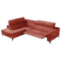 Ecksofa Egoitaliano "Edith, Designsofa mit hohem Sitzkomfort, L-Form" Sofas Gr. B/H/T: 269cm x 96cm x 203cm, Luxus-Microfaser Lederoptik, Ottomane links, rot (marsala) inkl. elektrischer Relaxfunktion und manuell verstellbaren Kopfteilen