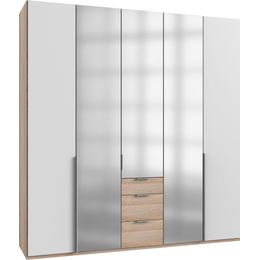 Kleiderschrank wimex "New York" Schränke Gr. B/H/T: 225 cm x 236 cm x 58 cm, 5 St., weiß (struktureichefarben hell,weiß, spiegel) mit Spiegeltür